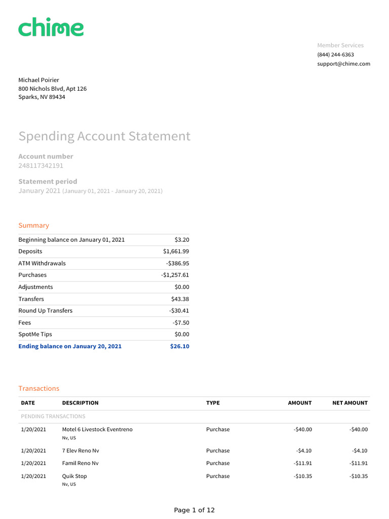 Spending Statement 20210101 20210120 | PDF | Debit Card | Savings Account