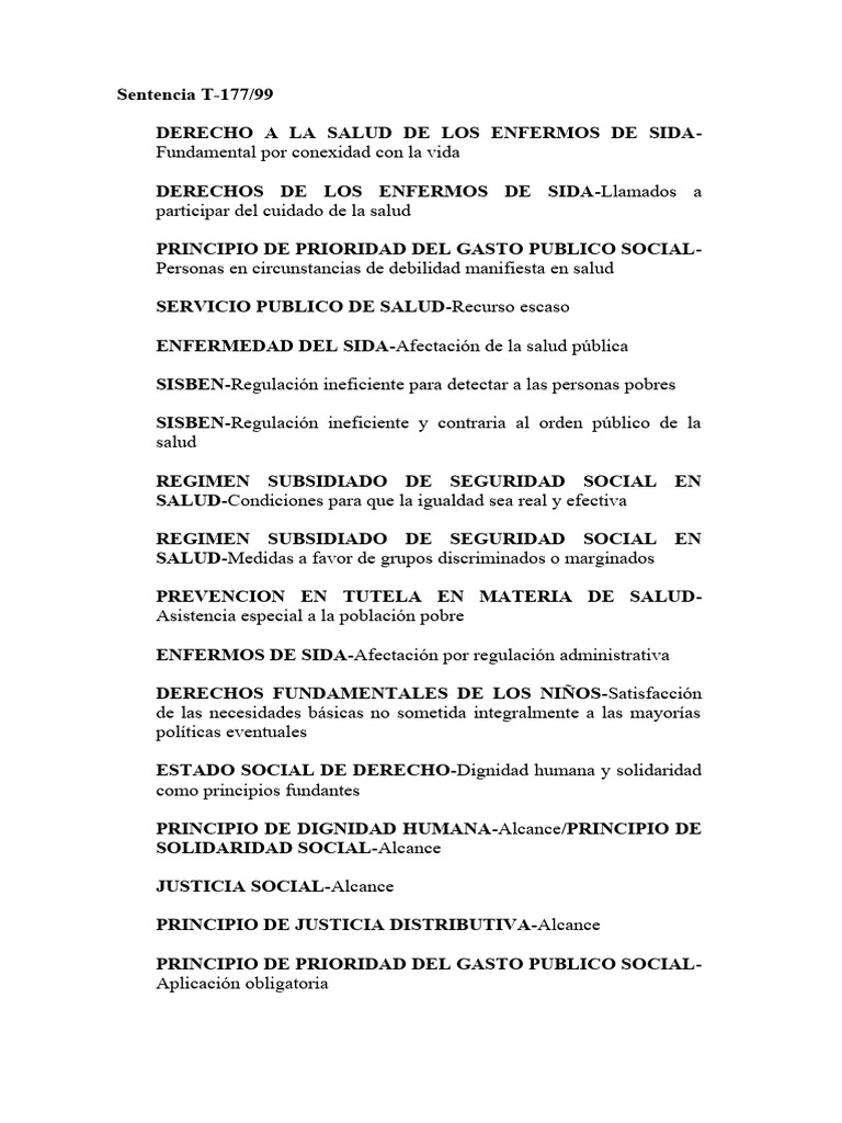 T-177-99, Principios Fundantes Del E. Social de D. | PDF | Derecho ...