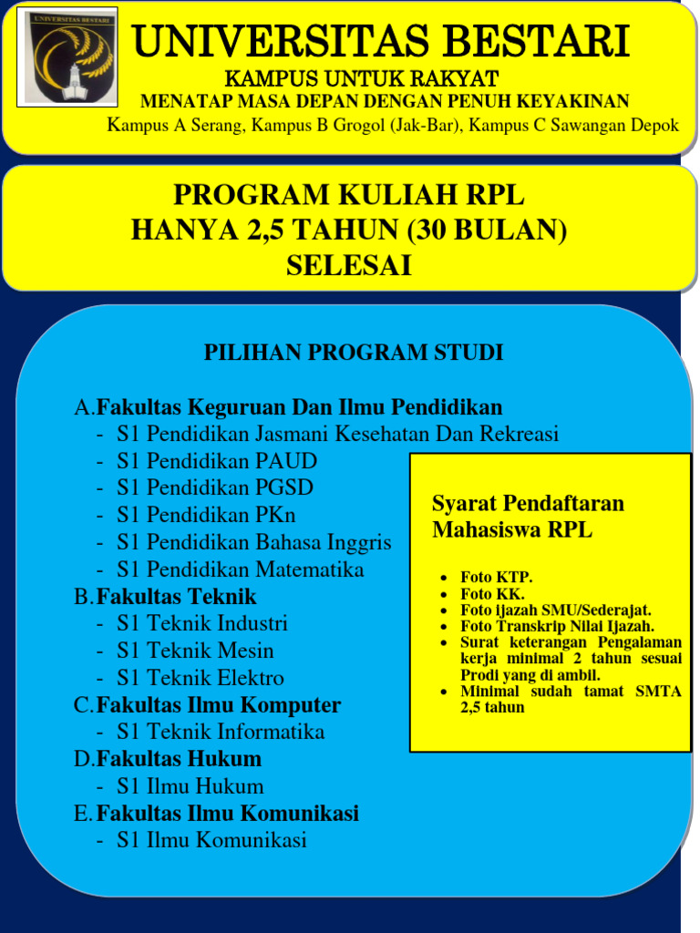 Brosur Kuliah Kerakyatan RPL Terbaru | PDF