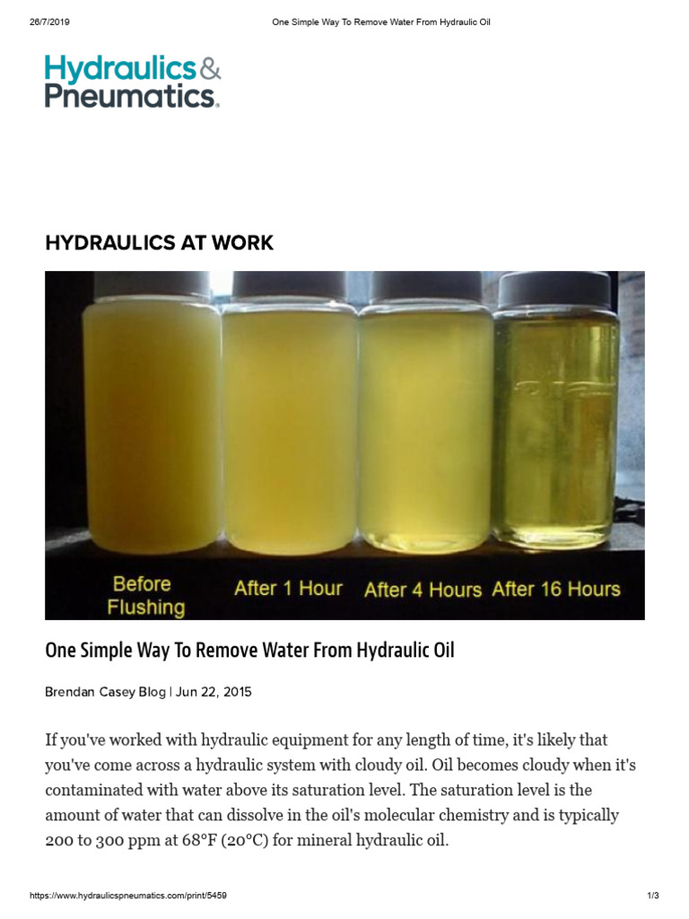 One Simple Way To Remove Water From Hydraulic Oil | PDF | Water | Petroleum Reservoir