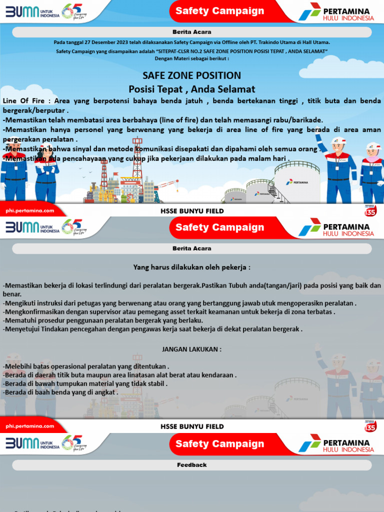 Safety Campaign PT - Trakindo Safe Zone Position | PDF