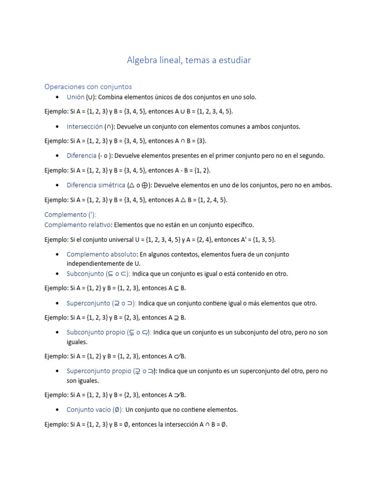 Conceptos Clave de Álgebra Lineal | PDF | Matriz (Matemáticas ...