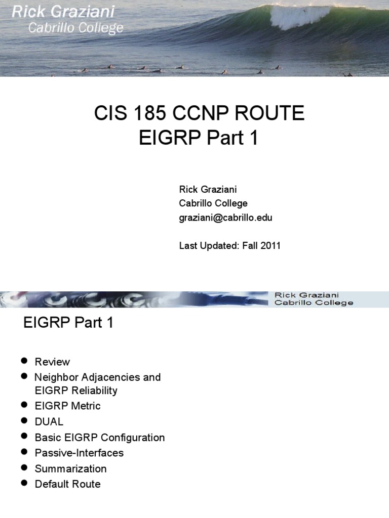 Cis185 ROUTE Lecture2 EIGRP Part1 | PDF | Transmission Control Protocol | Routing