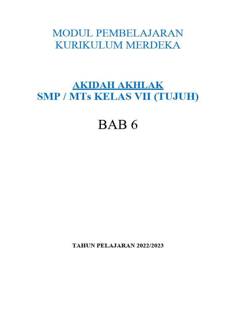 Modul Ajar Aa KLS 7 Bab 6 | PDF | Ilmu Sosial | Sains & Matematika