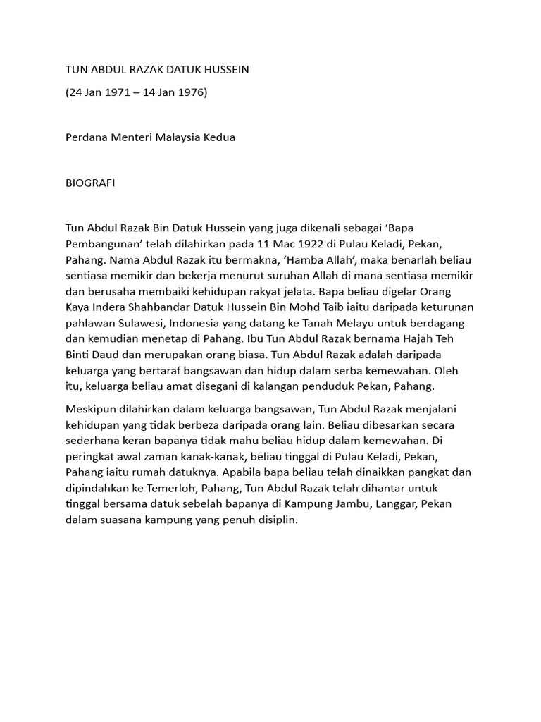 Biografi Tun Abd Razak | PDF