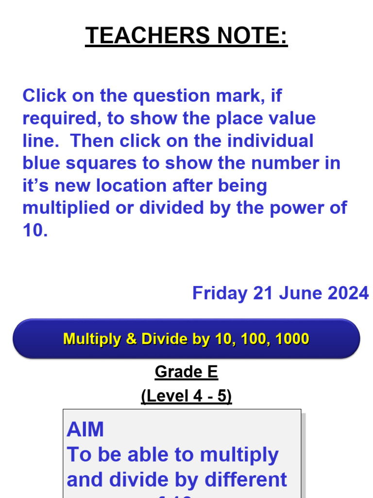 Multiply - Divide by Powers of 10 - Mini Whiteboard Activity | PDF ...