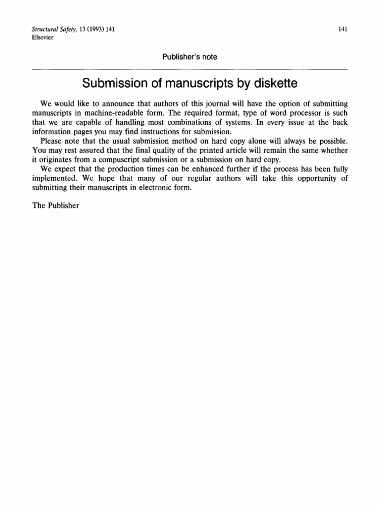 Publisher S Note 1993 Structural Safety | PDF | Computers