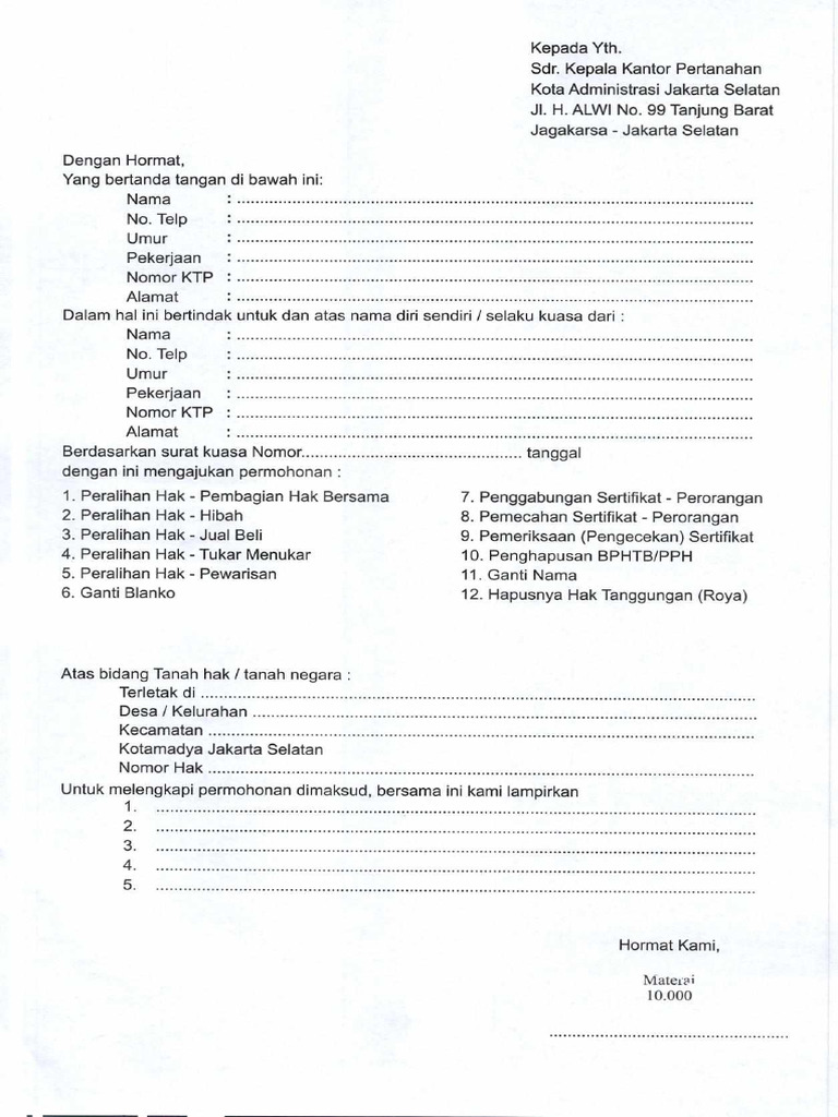 Form Penghapusan PPH-BPHTB | PDF
