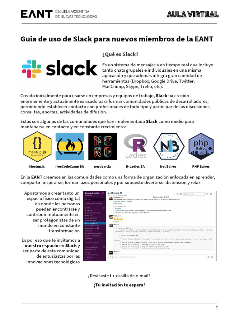 Guia de Uso de Slack | PDF | Chat en linea | Servicios en línea