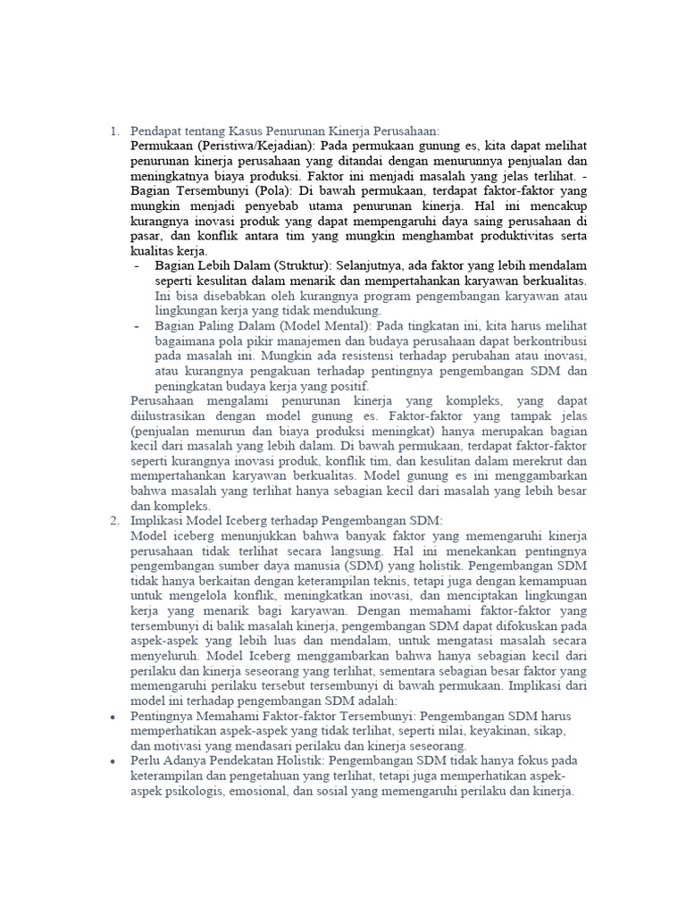 Pendapat tentang Kasus Penurunan Kinerja Perusahaan | PDF