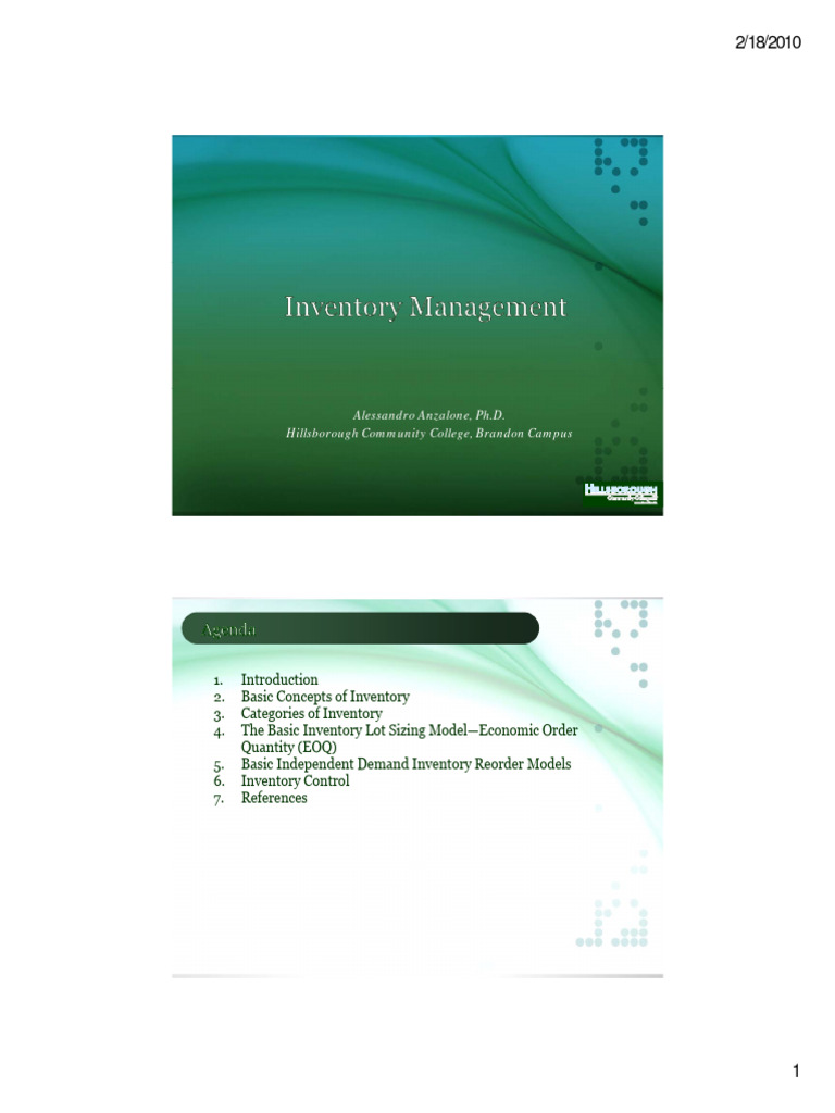 Inventory Management Concepts | PDF | Inventory | Supply Chain Management