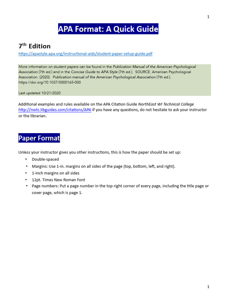 APA-Citation-Handout For Our Studnets Intro | PDF | Apa Style