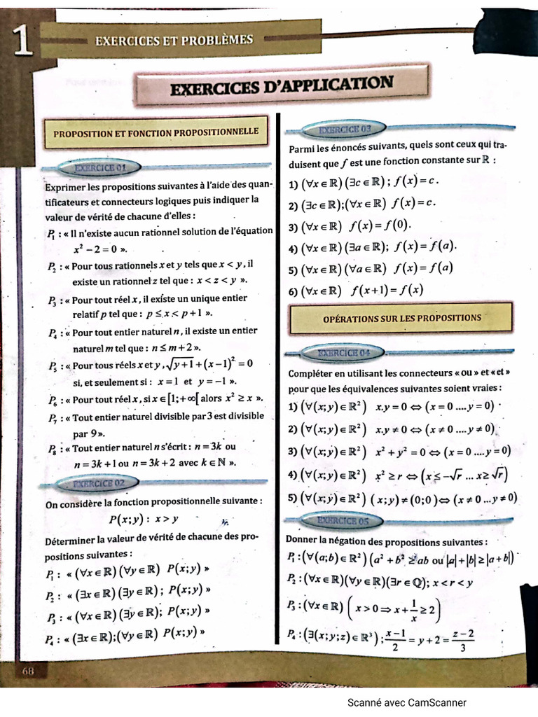 Exercices Notions de Logique 1bac SM Et SX | PDF