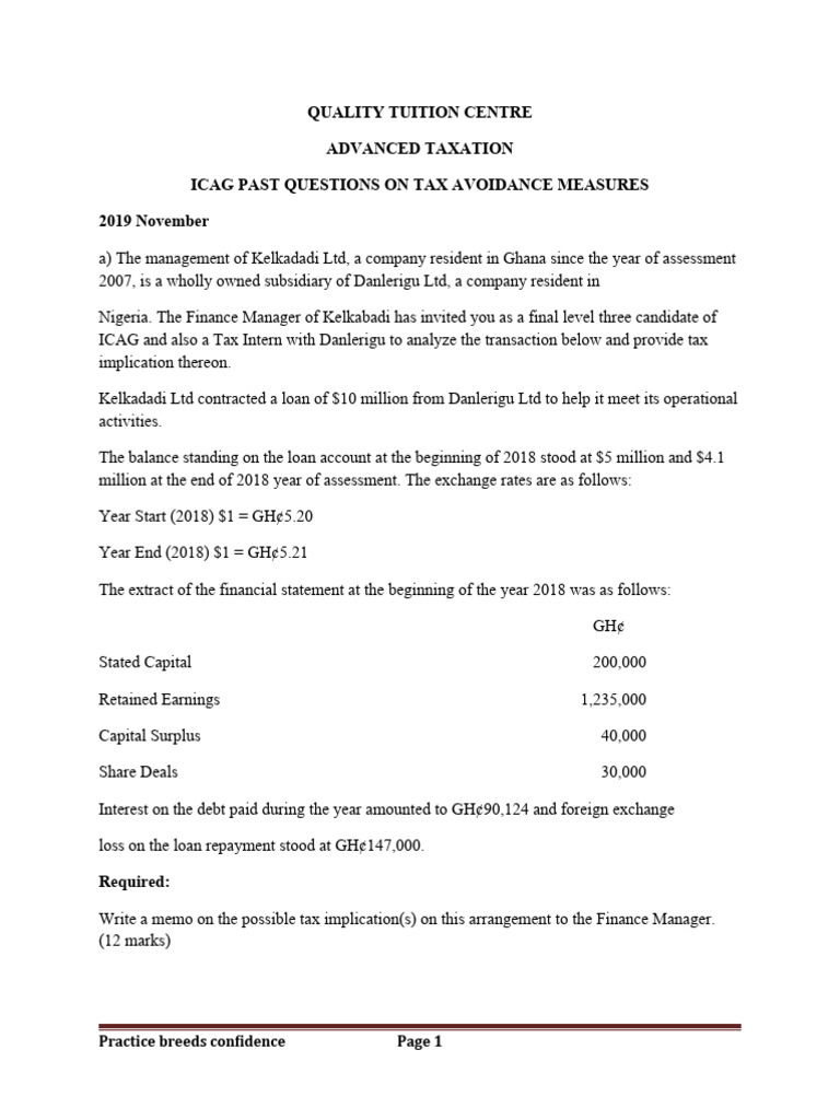 Tax Avoidance Measures | PDF | Taxes | Government Finances