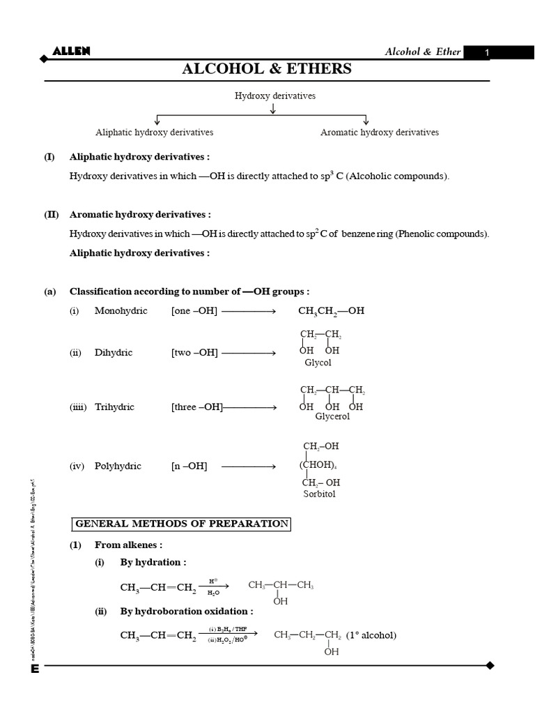 Alcohols & Ethers | PDF | Ether | Molecules