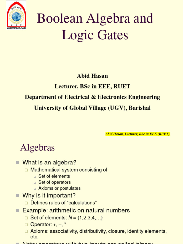 2 Boolean Algebra and Logic Gates - 240603 - 112944 | PDF | Logic Gate ...