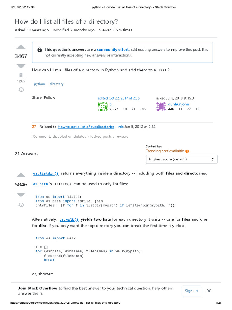 Python - How Do I List All Files of A Directory - Stack Overflow | PDF | Filename | Directory ...