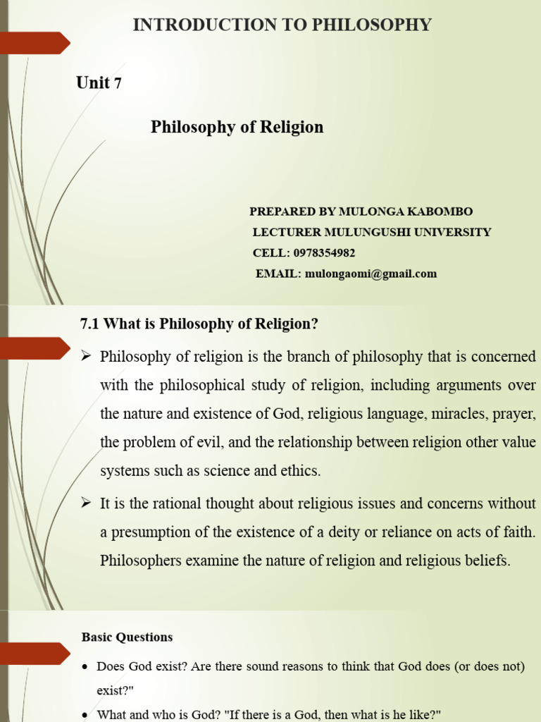 Introduction To Philosophy Unit 7 | PDF | Existence Of God | God