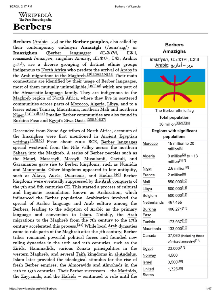 Berbers - Wikipedia | PDF | Berbers | Al Andalus
