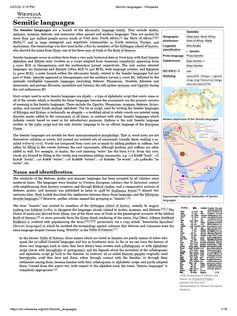 Semitic Languages Overview | PDF | Arabic | Arabs
