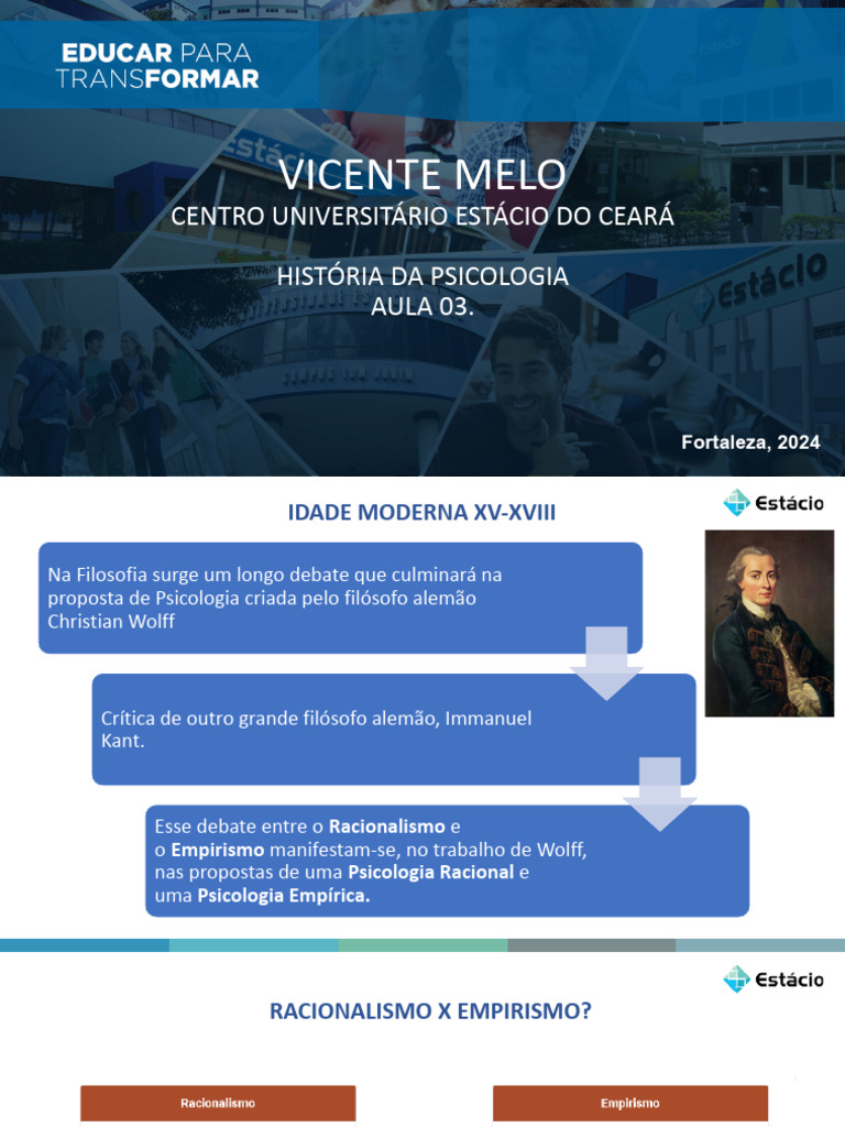 Aula_03-Hist_ria_da_Psicologia | PDF | Racionalismo | Empiricismo