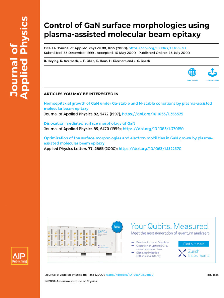 Control of GaN Surface Morphologies Using Plasma-Assisted Molecular ...