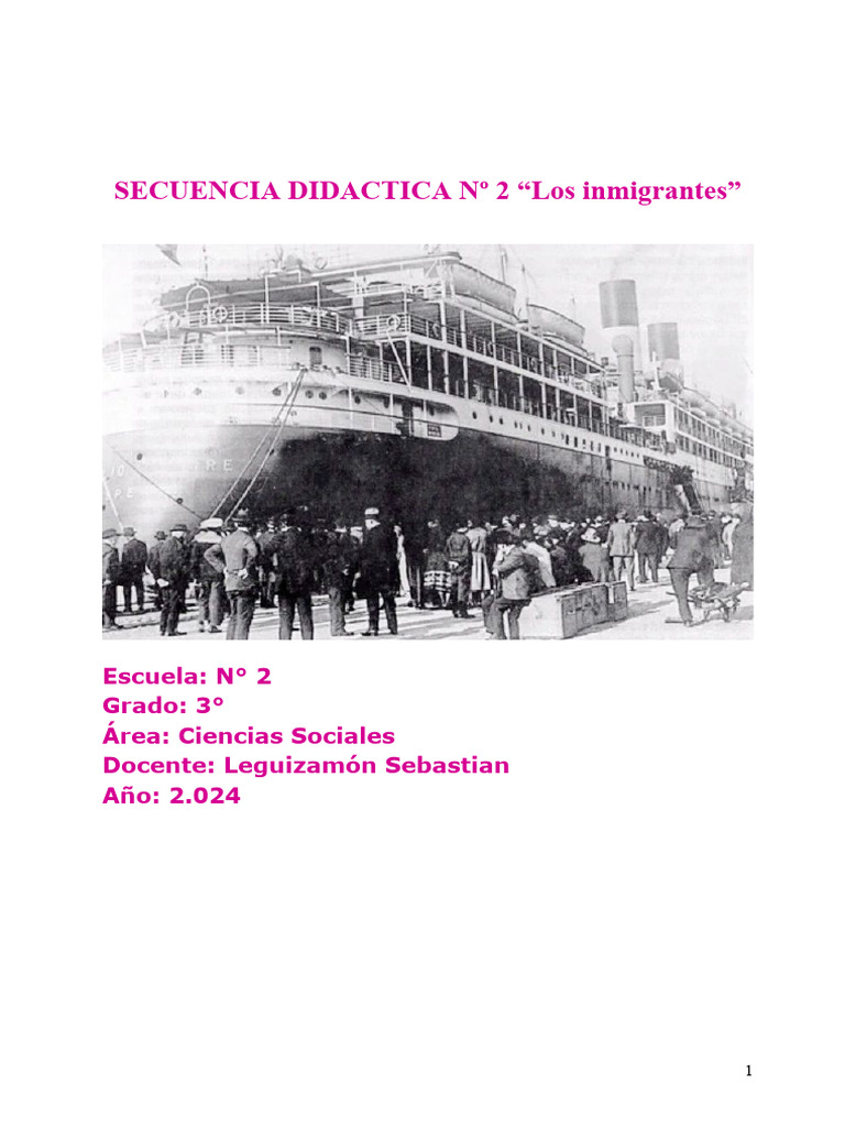 Secuencia didactica de cs Sociales 3° Los inmigrantes | PDF | Migración ...