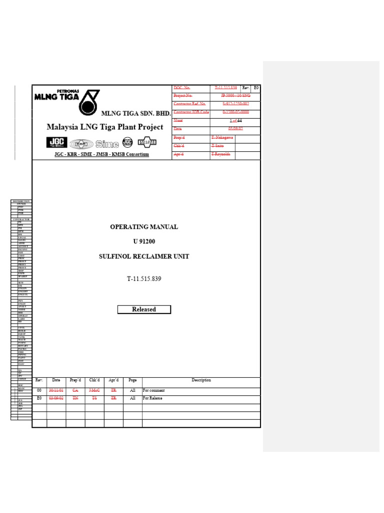 Sulfinol Reclaimer Unit | PDF | Pump | Toxicity