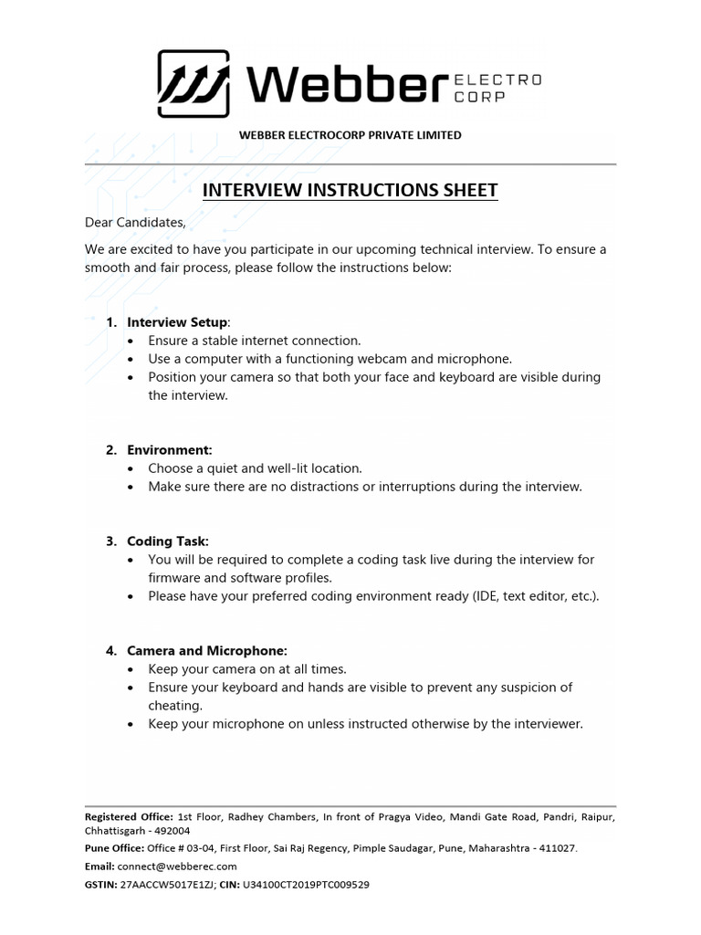 Interview Instructions Sheet | PDF | Computer Programming | Computer ...