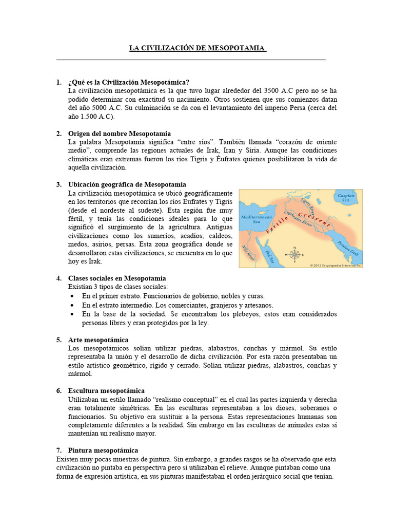 La Civilización De Mesopotamia Pdf Mesopotamia Babilonia