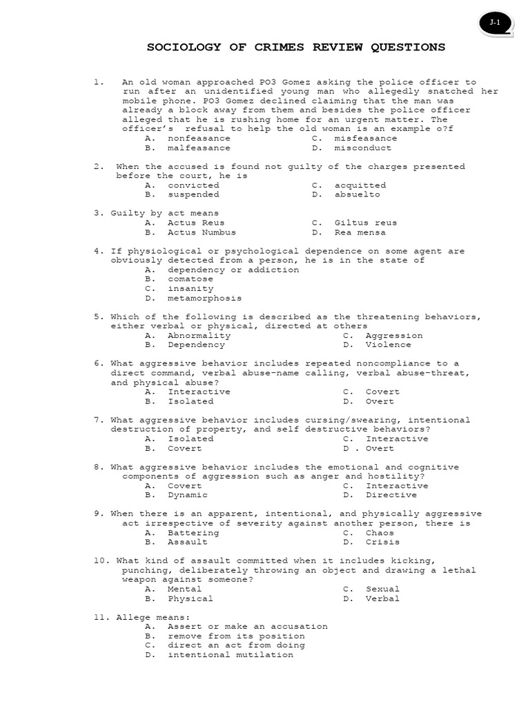 Sociology of Crimes Review Questions | PDF | Fires | Criminology