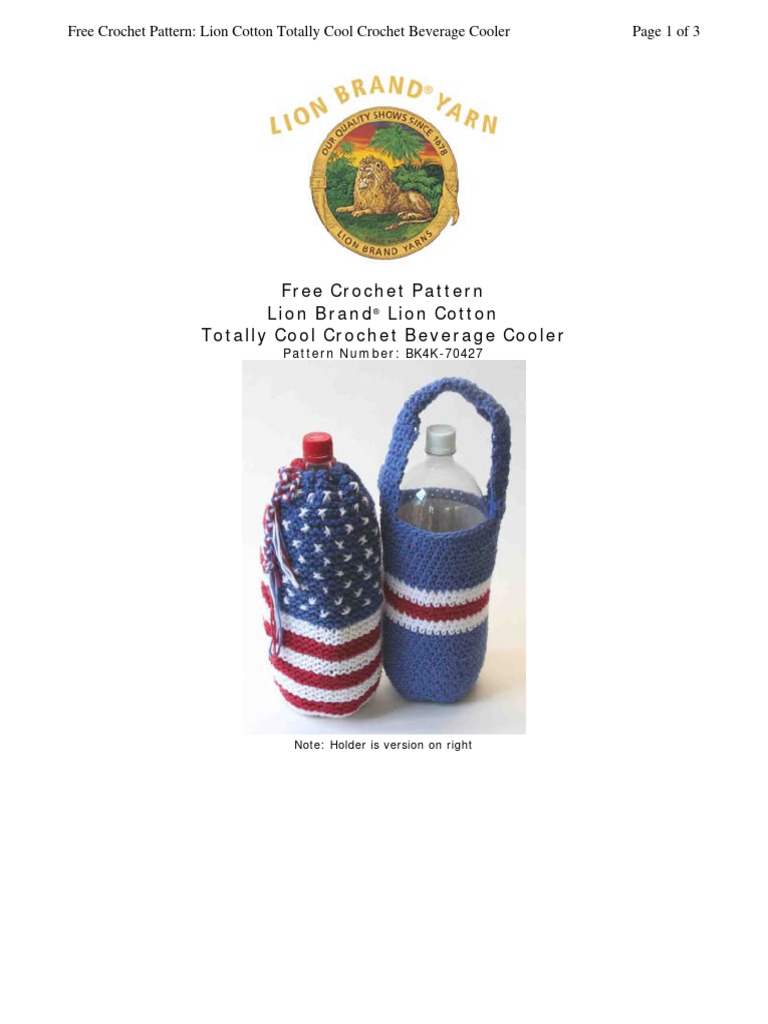 Cool Crochet Beverage Cooler Pattern | PDF | Crochet | Gauge (Knitting)