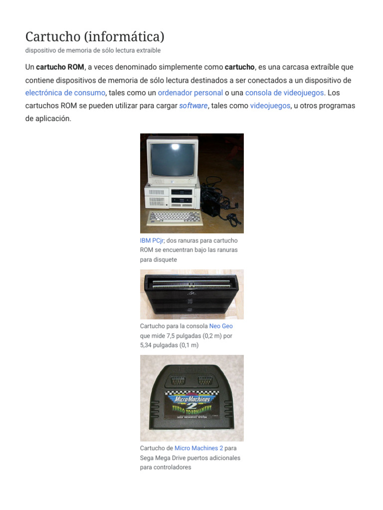 Cartucho (Informática) - Wikipedia, La Enciclopedia Libre | PDF | Plataformas de videojuegos ...