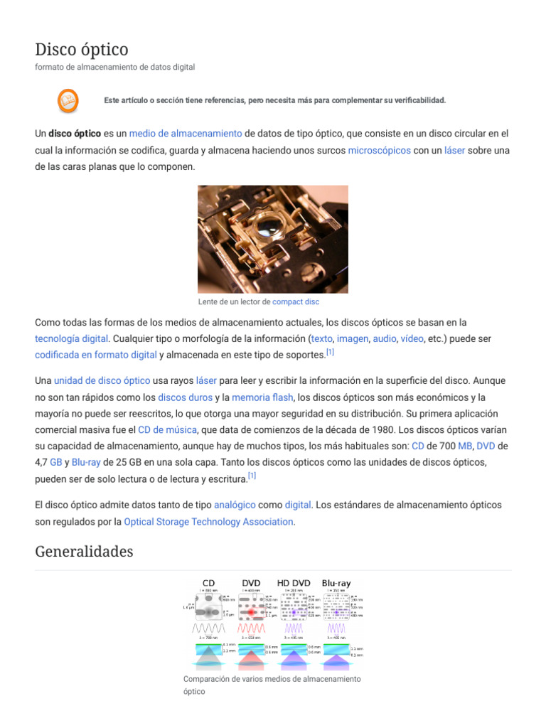 Disco Óptico - Wikipedia, La Enciclopedia Libre | PDF | Disco compacto ...