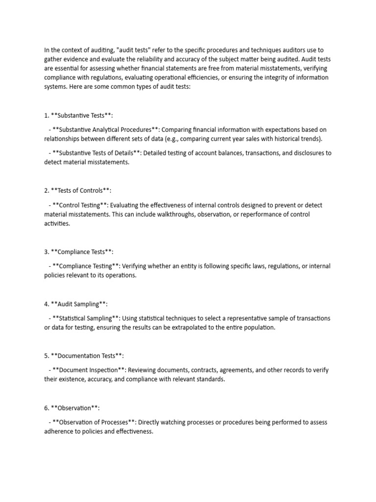 Audit test | PDF | Audit | Business