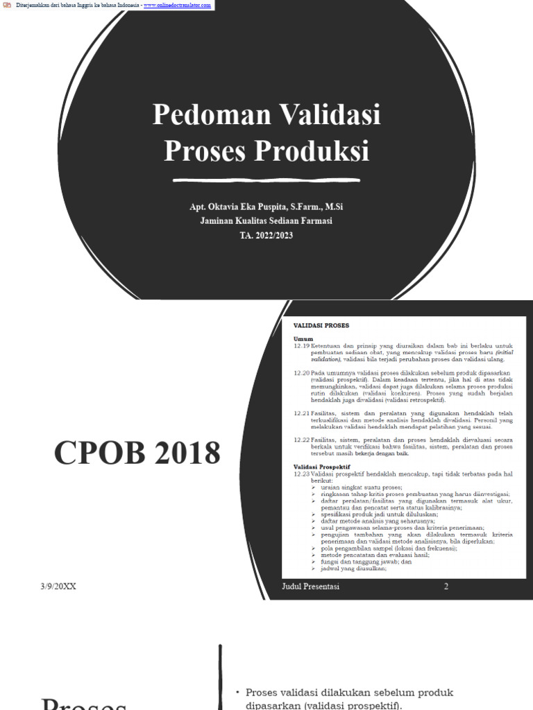 Pedoman Validasi Proses Produksi - En.id 2 | PDF