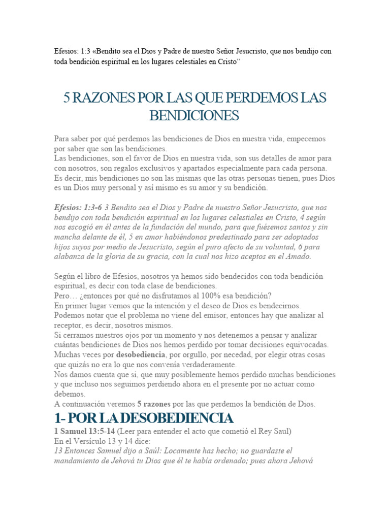 porque perdemos las bendiciones | Descargar gratis PDF | Jacob | Bendición