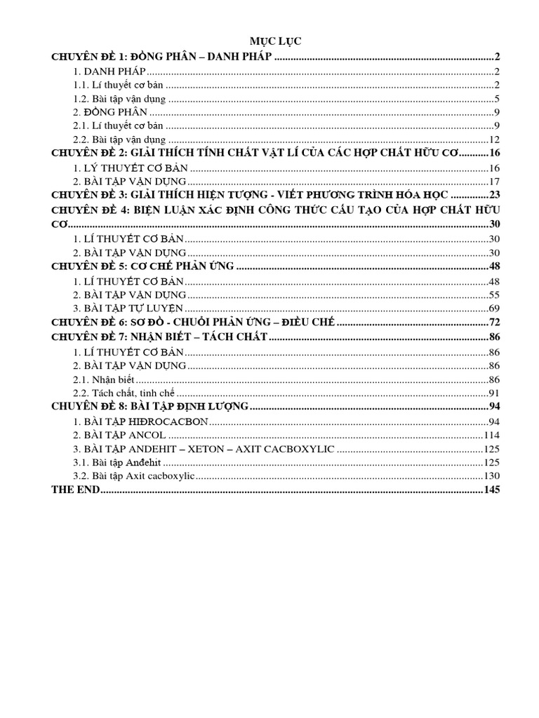 Chuyên Đề - Hữu Cơ 11 (Hsg) | PDF