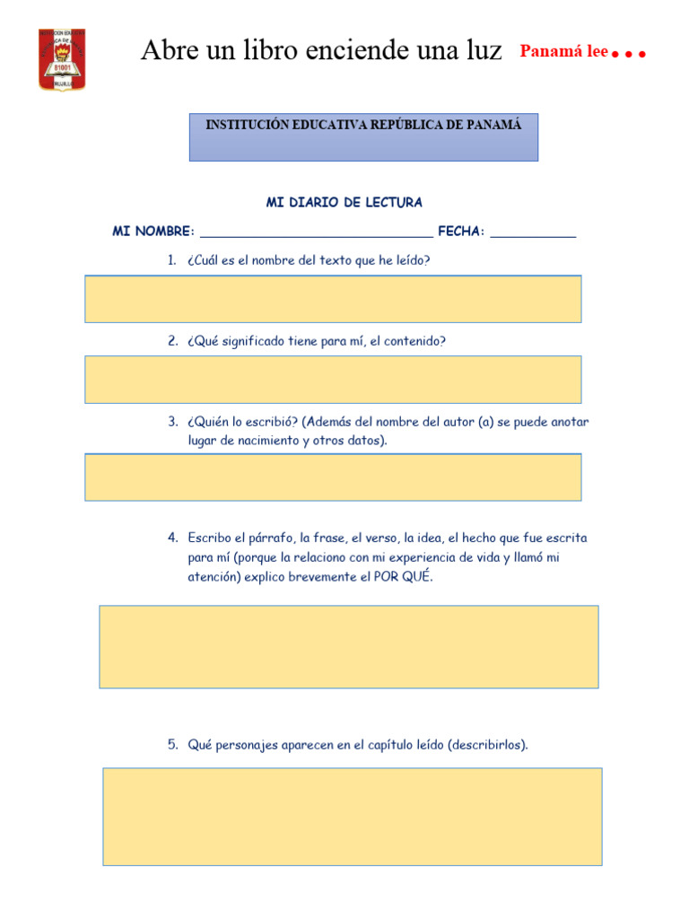 Ficha-Mi Diario de Lectura | PDF | Ficción general