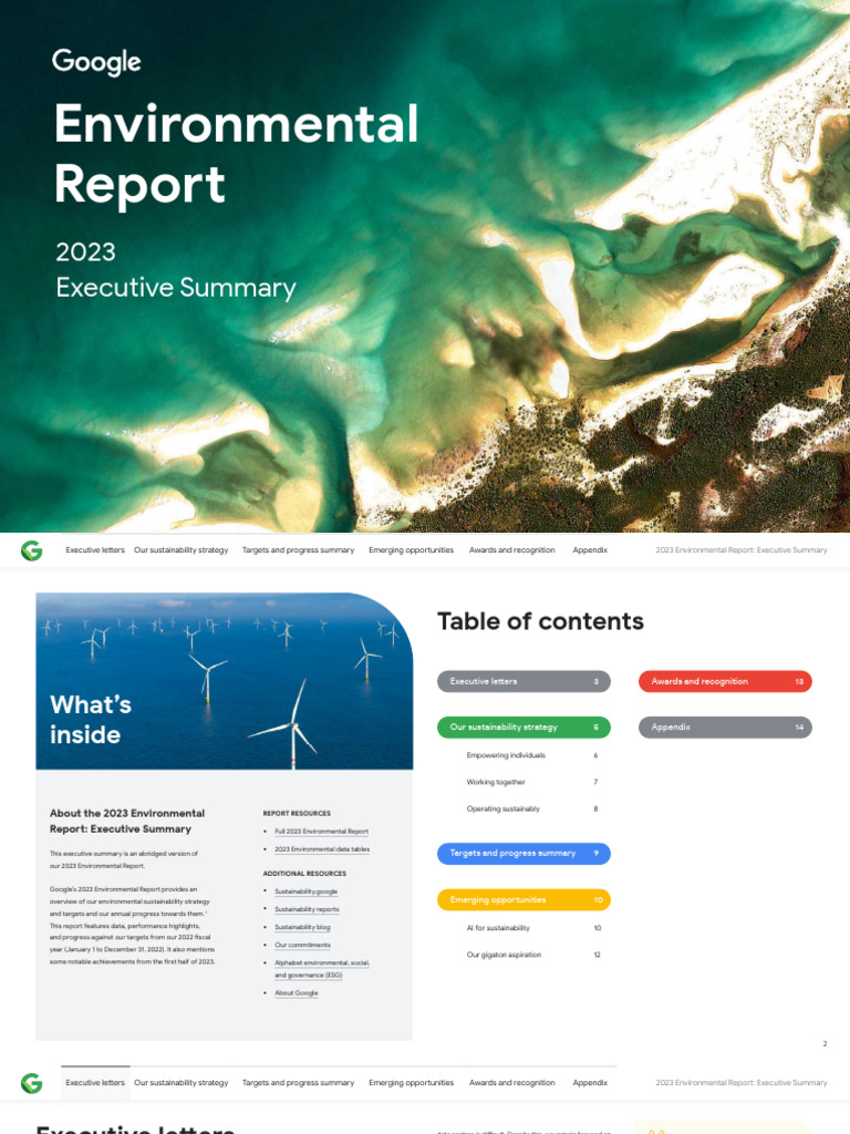 Google 2023 Environmental Report Executive Summary | PDF ...