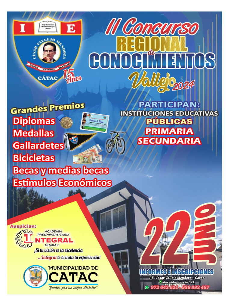 BASES CONCURSO Conocimientos César Vallejo-Cátac | PDF | Sentidos | Ecuaciones