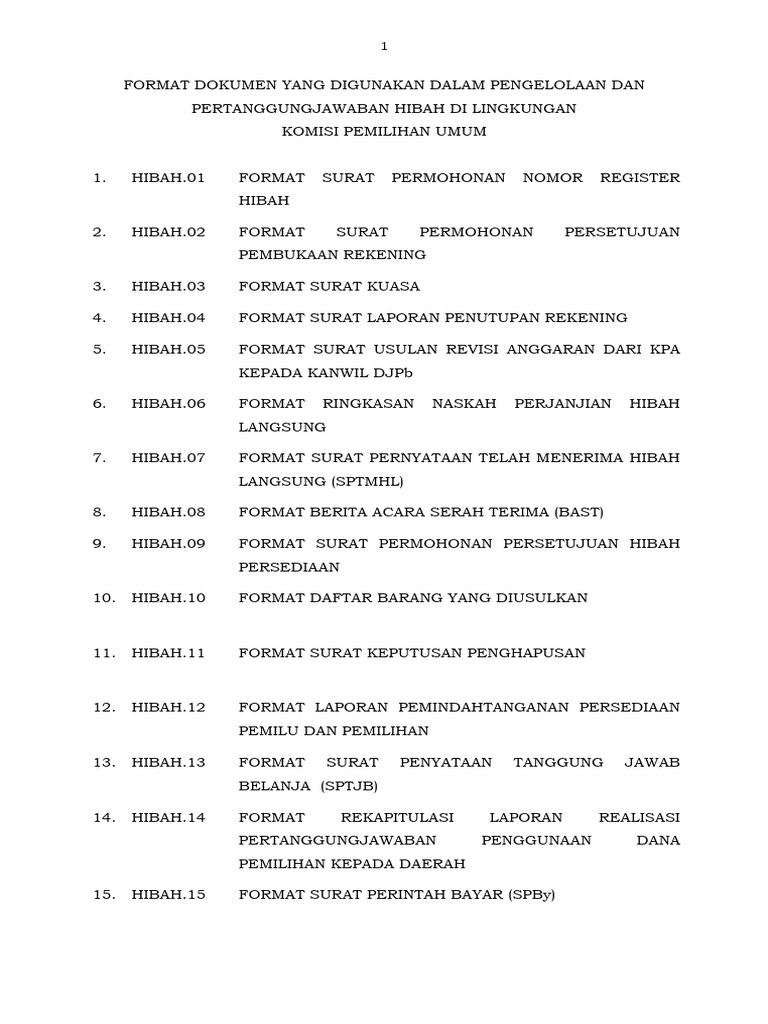 Format Hibah KPU | PDF