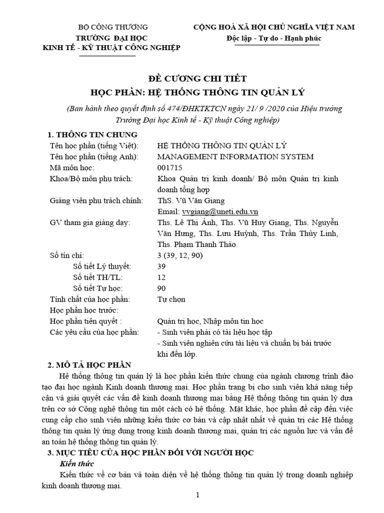 45. Hệ thống thông tin quản lý - KDTM | PDF