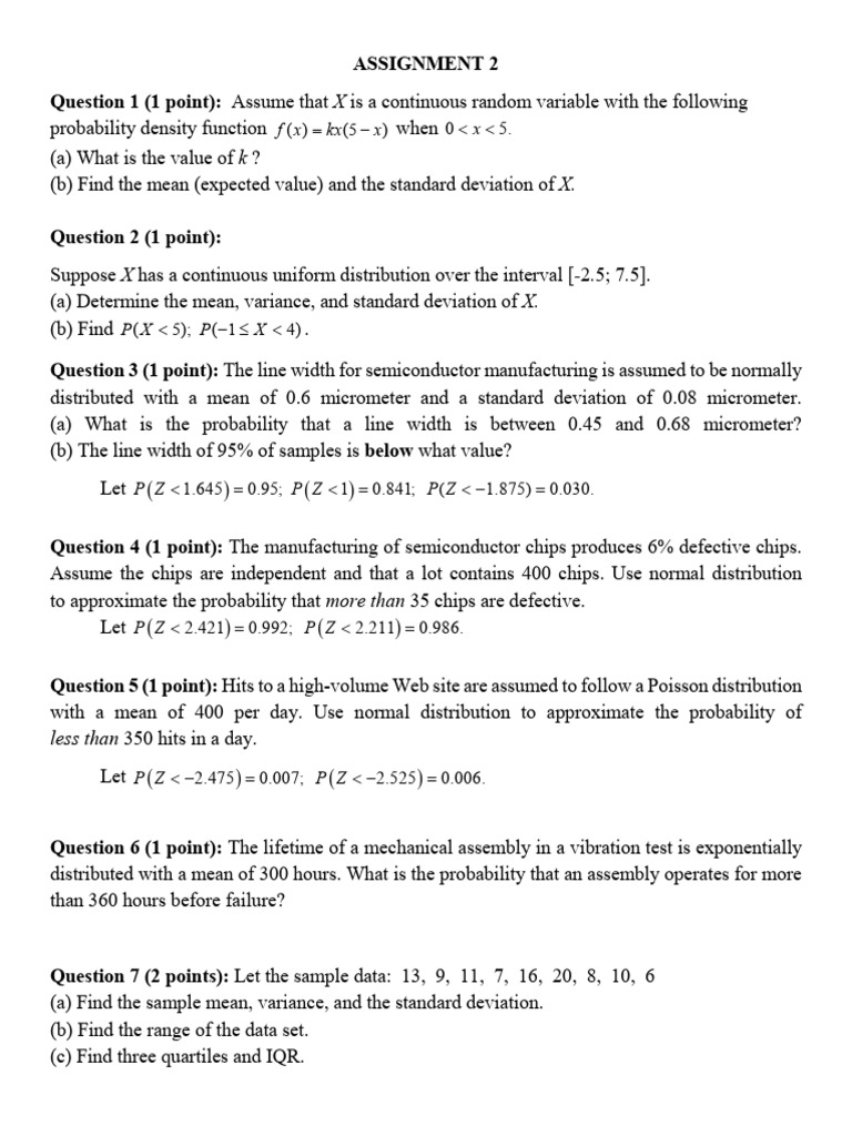 Assi 2 | PDF | Standard Deviation | Probability Distribution