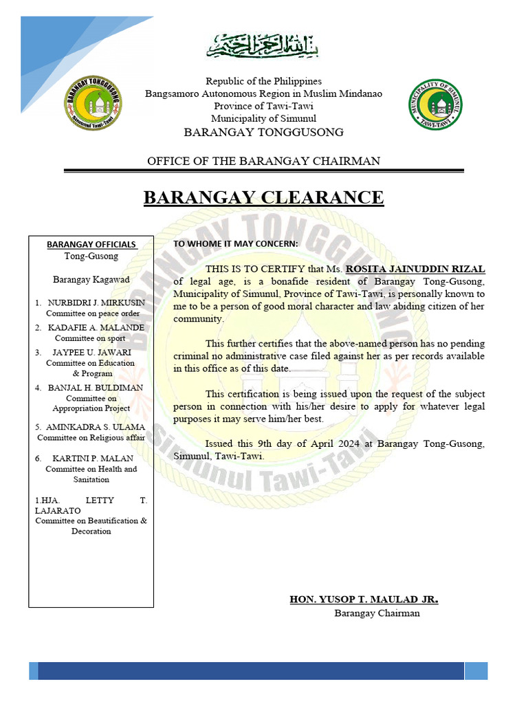 Brgy. Clearance | PDF