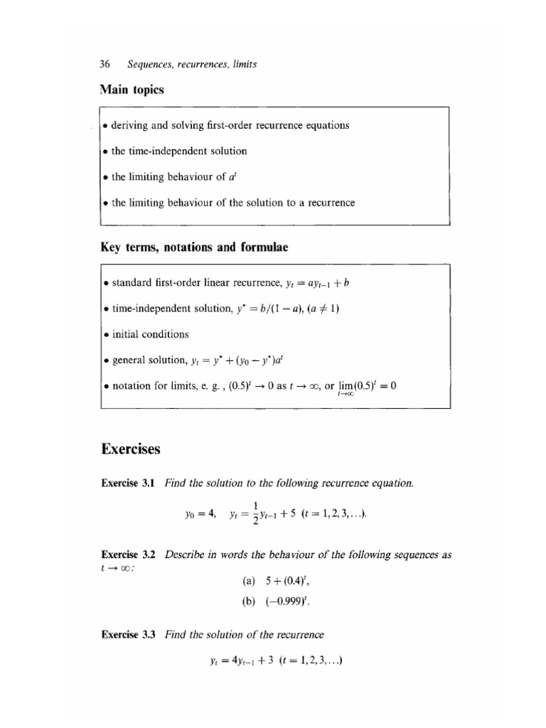 Chapter 3 Exercises Download Free Pdf Recurrence Relation Equations