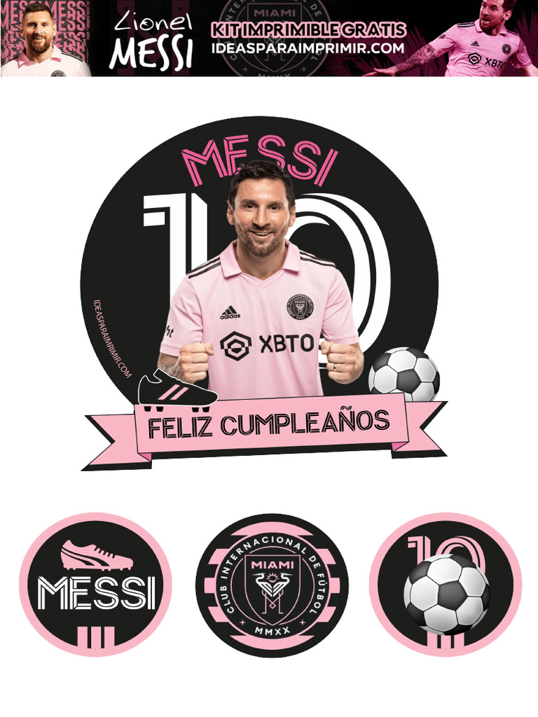 Candybar Topper Torta Messi Inter Miami Kit Cumpleanios para Imprimir Gratis | PDF