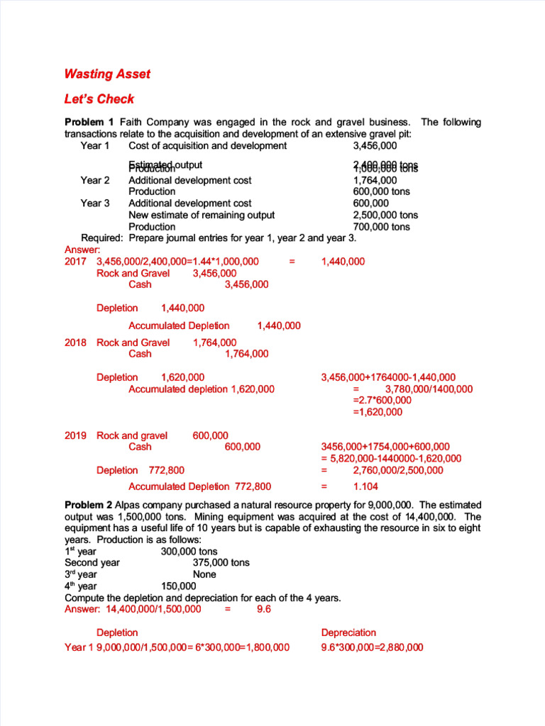 PDF Wasting Asset Answer Keydocx - Compress | PDF | Dividend ...