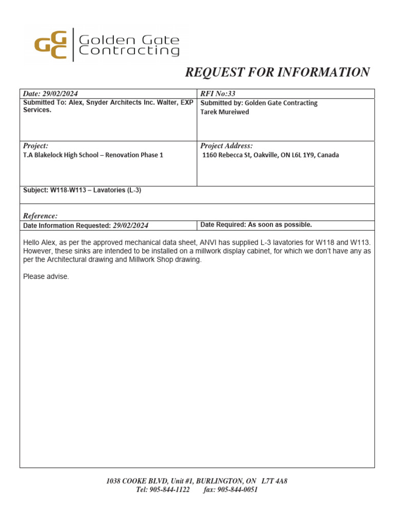 RFI#33 SA Response | PDF | Drawing | Design