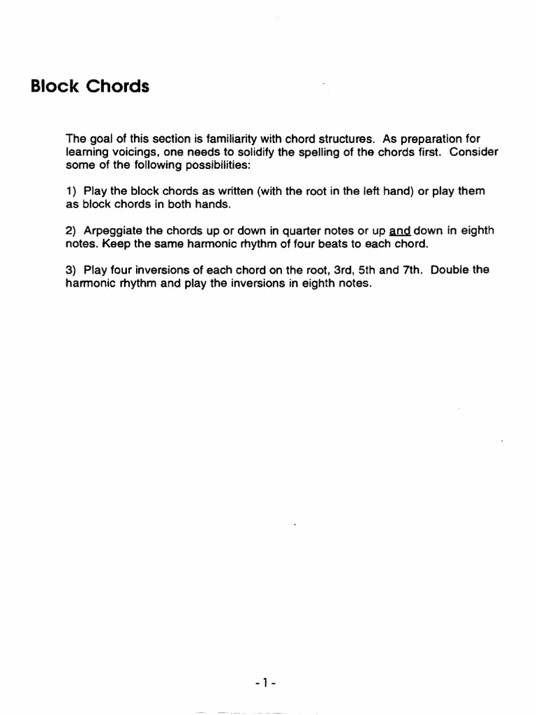 01 Jjazz Piano Voicing Skills - Block Chords | PDF